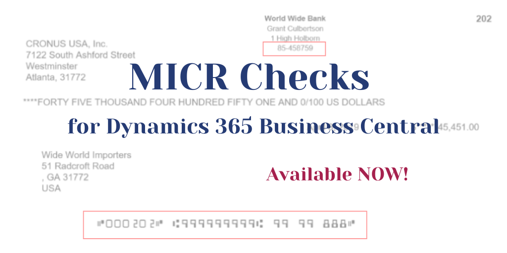 MICR checks for Dynamics 365 Business Central - Boyer & Associates
