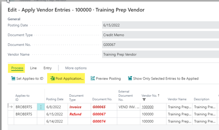 How to apply or unapply entries in Business Central - Boyer & Associates